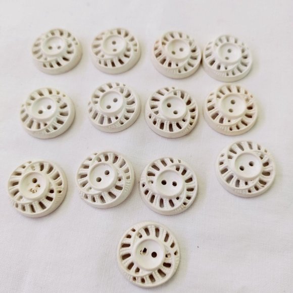 Vintage | Office | Vintage White Button Lot Of 3 Plastic Perforated ...